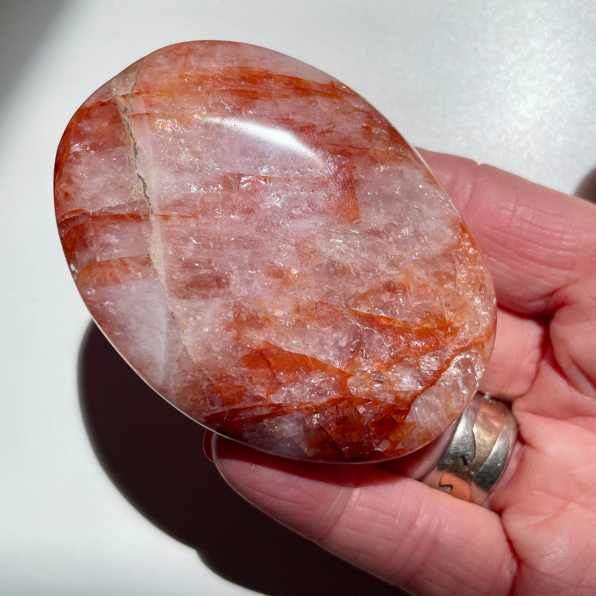 Fire Quartz Palm stone 7CM | Thewildmoon